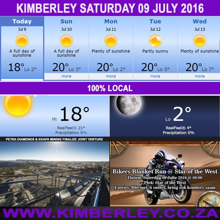 KimberleyToday, Wednesday 27/05/2026 - Kimberley City Info